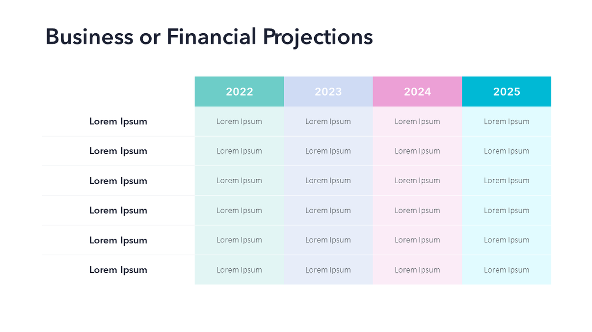 Projection Table Template | PowerPoint | Google Slides