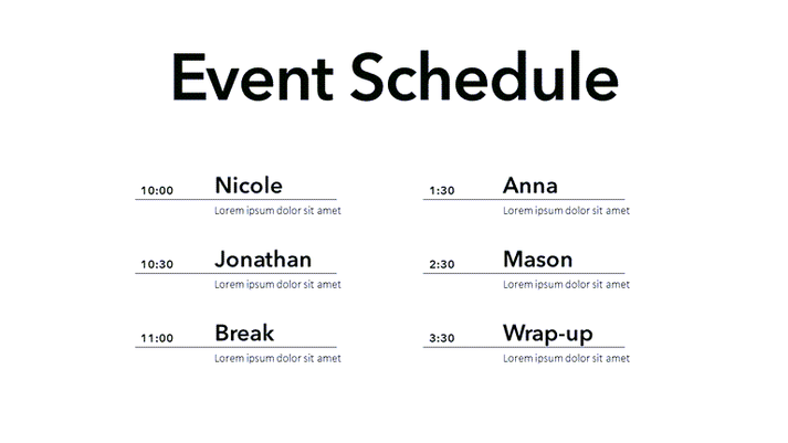 Event Schedule Slide | PowerPoint | Google Slides