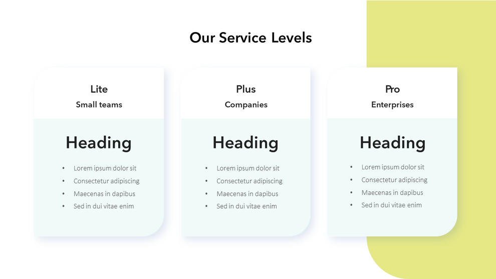 Our Services Levels Template | PowerPoint Slide